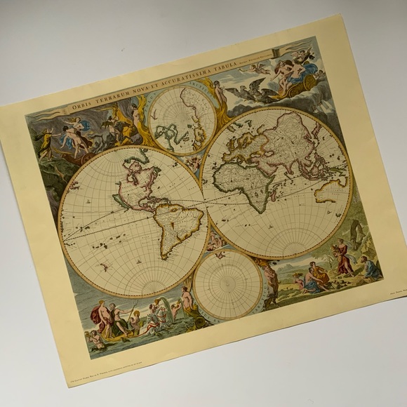 Vintage | Art | Vintage Global Map | Poshmark